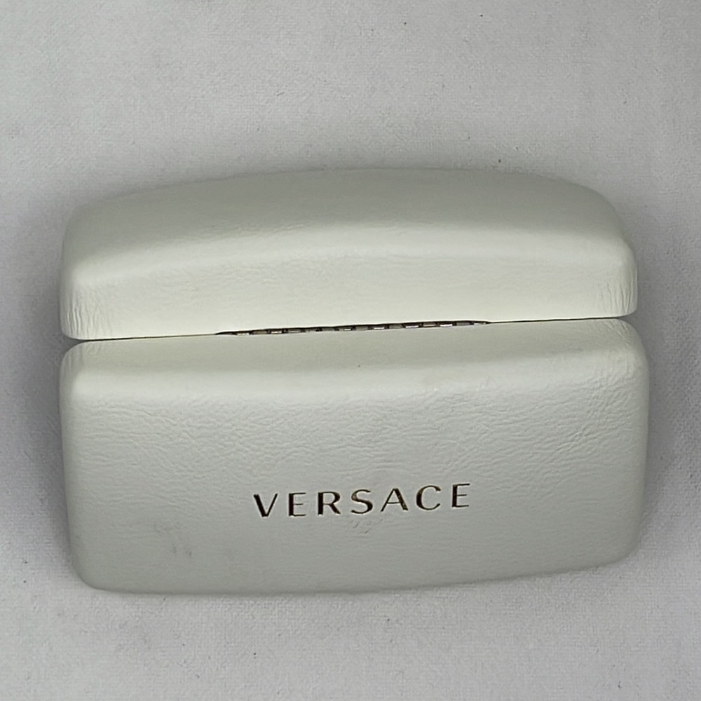 Versace White Leather With Gold Letters Sunglass Case - Gem